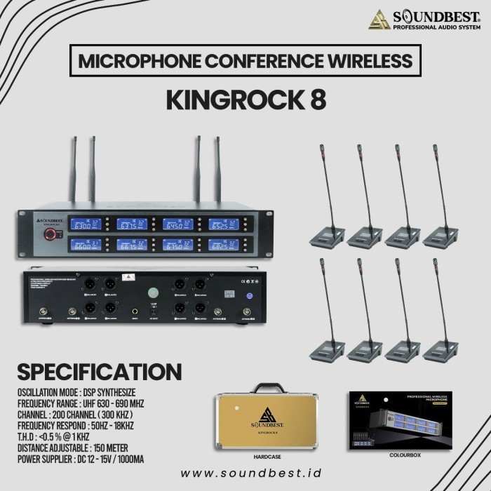 Jual Mic Wireless Conference Soundbest KingRock 8 Mic Meja Wireless 8 Mic | Shopee Indonesia