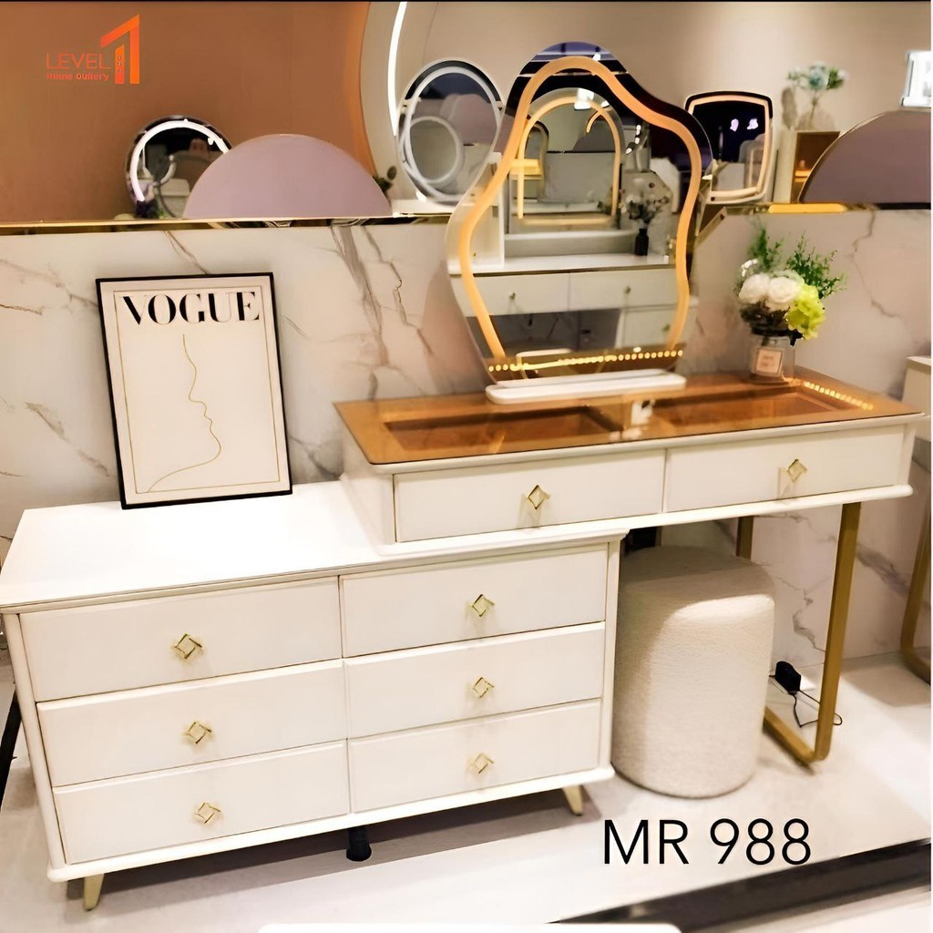 Jual Meja Rias Make Up Table Import Lampu Cermin Kaca LED 3 Warna Hand ...