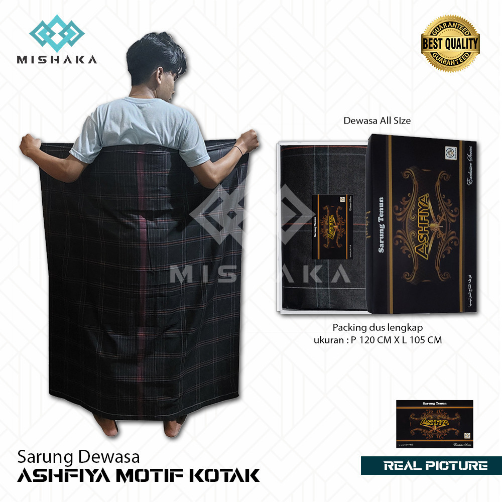 Jual Sarung Dewasa Motif Kotak Ashfiya Premium kemasan Dus Lengkap | Shopee Indonesia