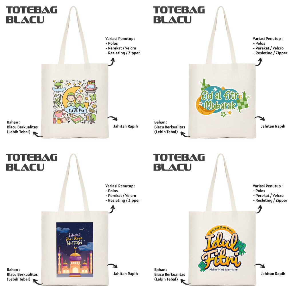 Jual Tas Tote Bag Totebag Selamat Idul Fitri Lebaran Ramadhan Marhaban ...