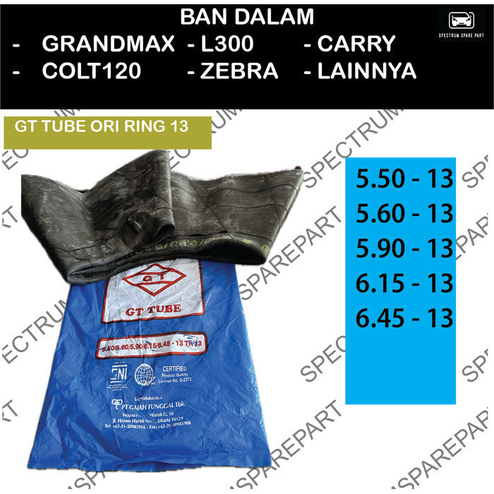Jual BAN DALAM GT RING 13 550 560 590 615 645 COLT T120 - L300 - ZEBRA ...