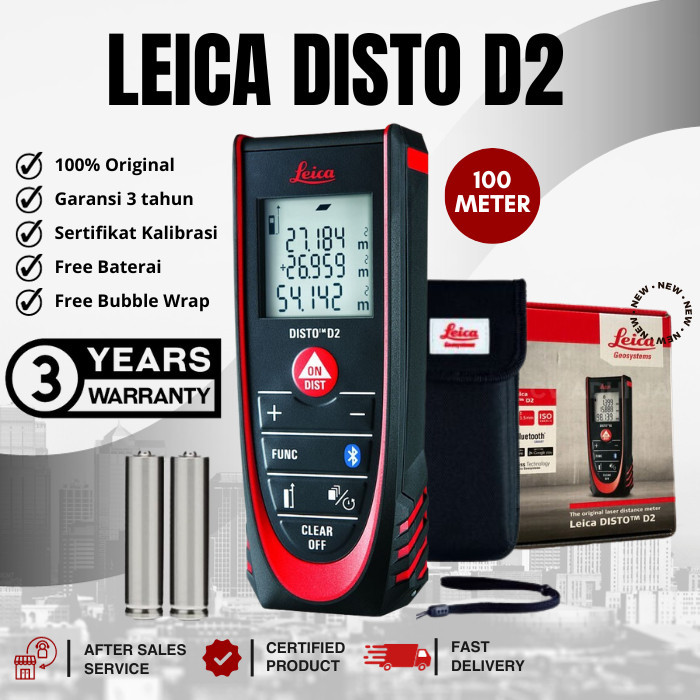 Jual Disto Meter Digital Laser/ Leica Disto D2/ 100 Meter/ Distometer ...
