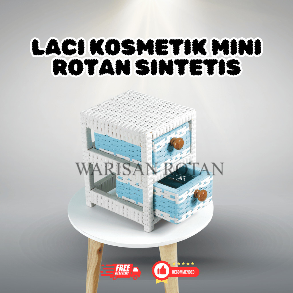 Jual Rak Laci Skincare Mini 2 Susun – Organizer Rotan Sintetis, Warna ...