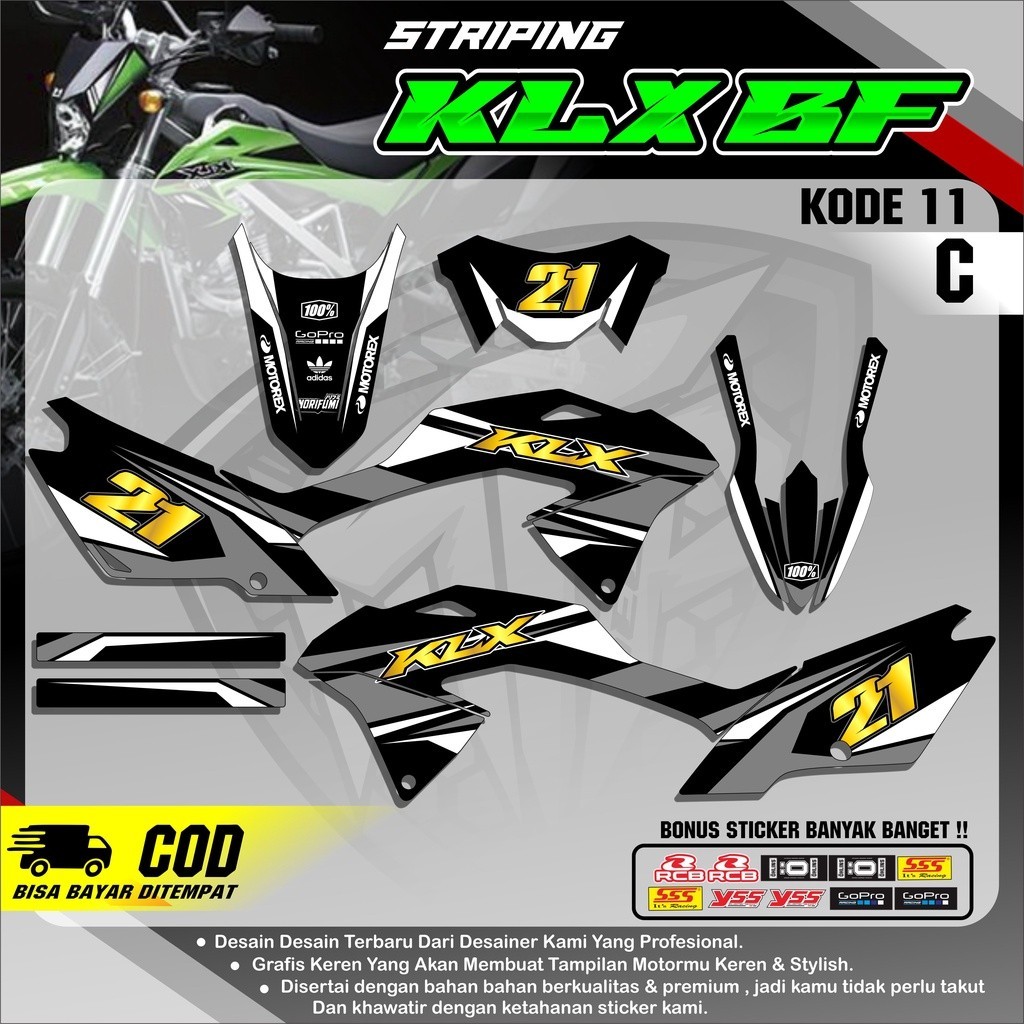 Jual Sticker Striping Stiker Lis Variasi KLX 150 G/BF/SE Motif Grafis ...