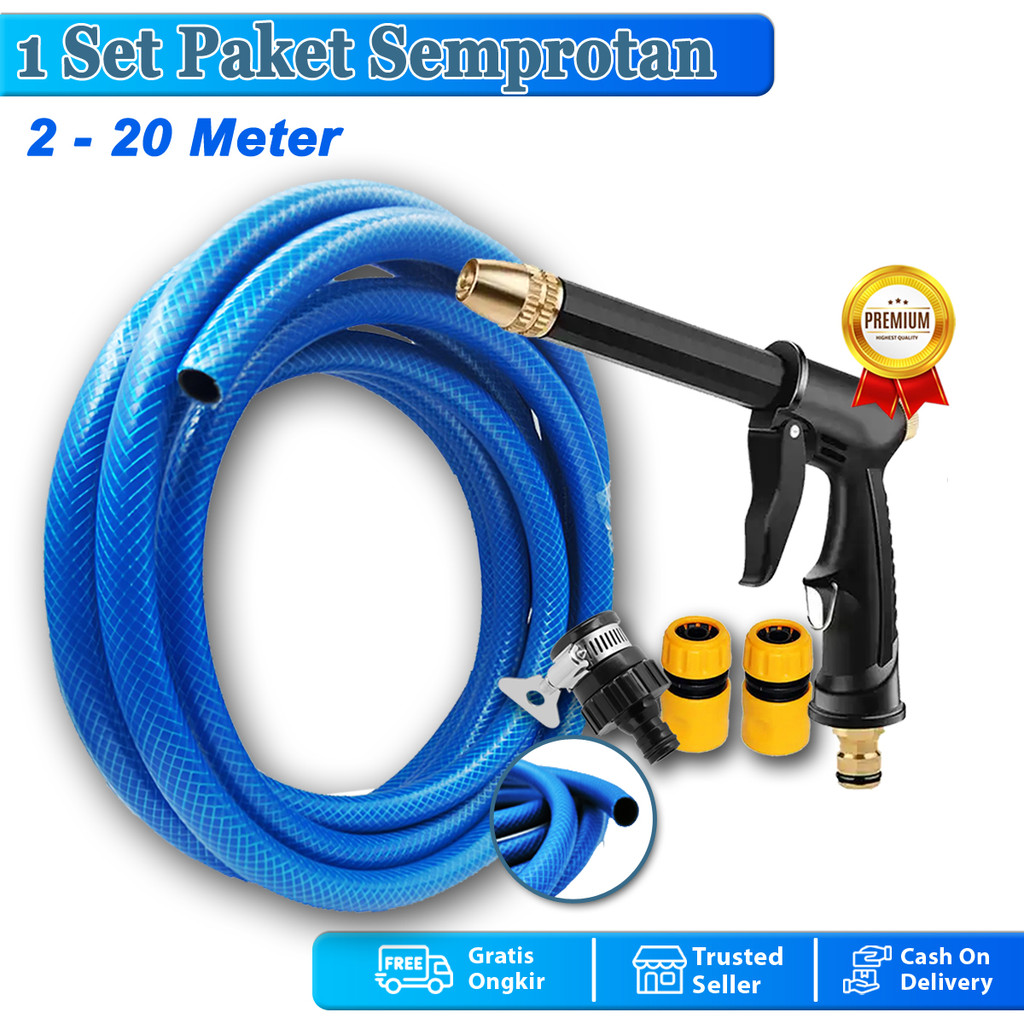 Jual 1 SET PAKET SEMPROTAN SELANG AIR BENANG BIRU ANTI LUMUT 2 - 20 ...