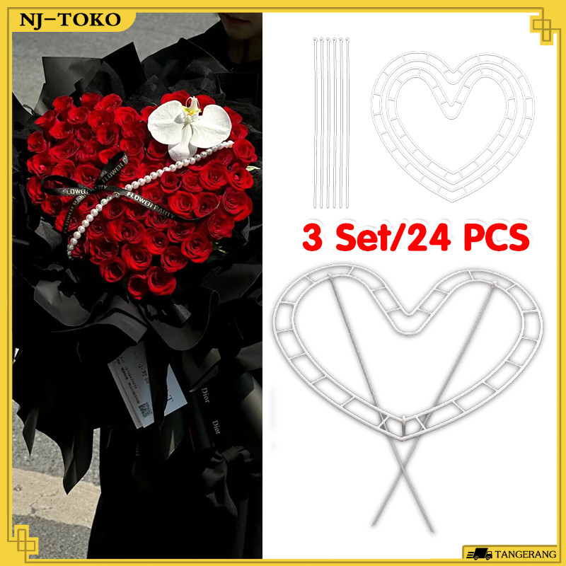Jual 3 Set/Paket Kerangka Buket Kosong Plastik Bunga Pattern Buket Love ...