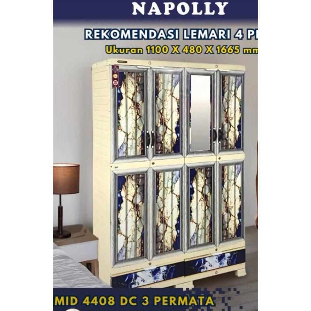 Jual NAPOLLY LEMARI 4 PINTU 4408 DC 3 PERMATA LEMARI PLASTIK | Shopee ...