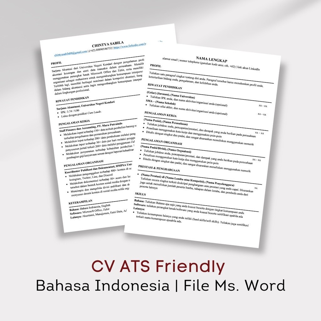 Jual CV ATS Bahasa Indonesia | Jasa Pembuatan CV ATS Friendly ...