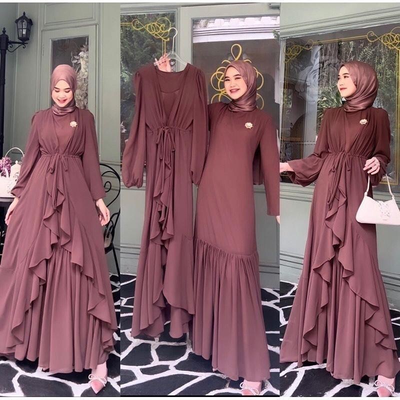 Jual 🅂🄽🄲 Airin Set Outher Dress Busana Muslim Terbaru Gamis Terbaru 2024 Pakaian Wanita Kekinian ...