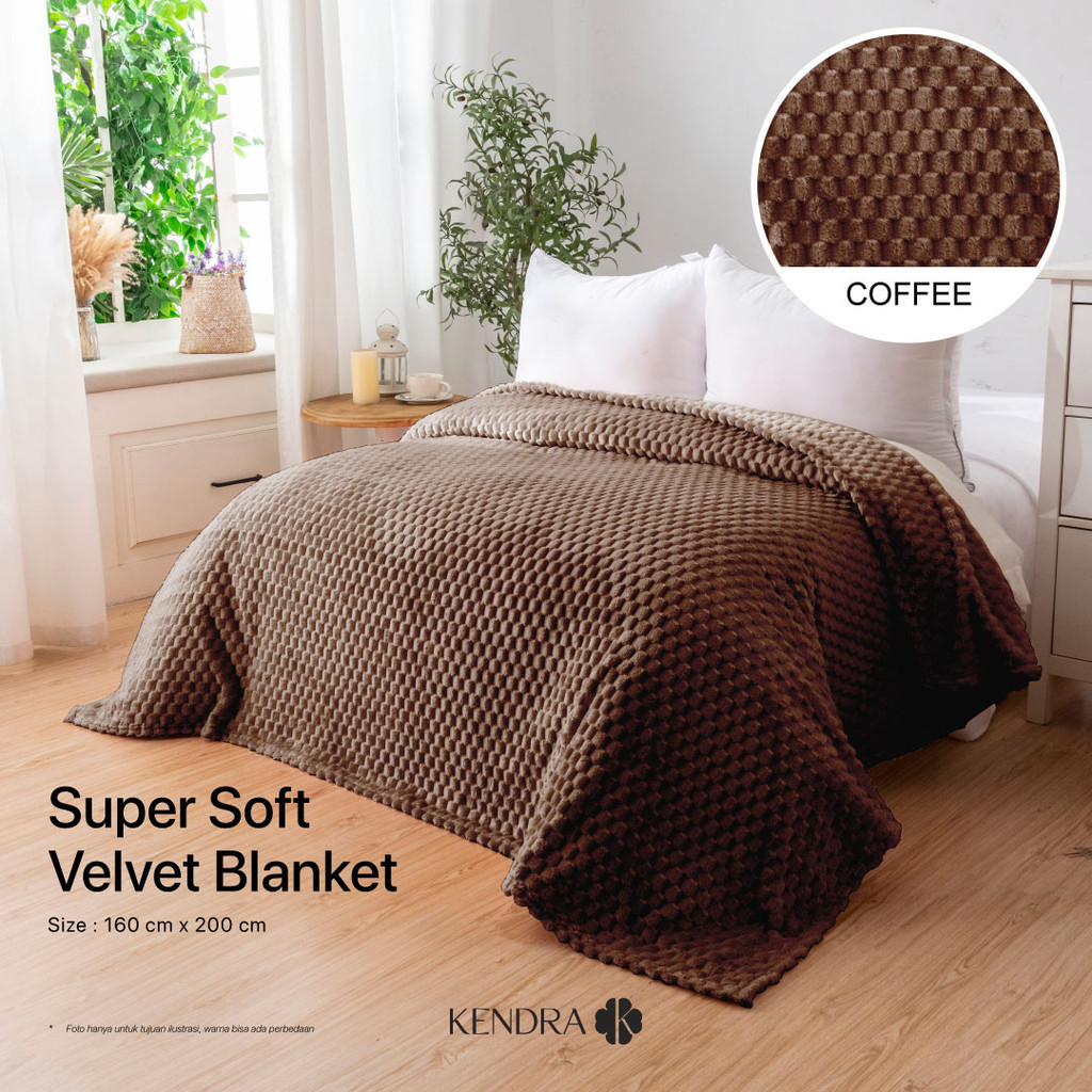 Jual Kendra Selimut flannel Velvet Blanket 160x200 Dark Color | Shopee ...