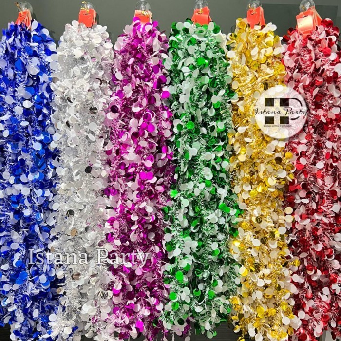 Jual Slinger Tinsel Xmas / Hiasan Pohon Natal / Slinger Natal Bulat ...