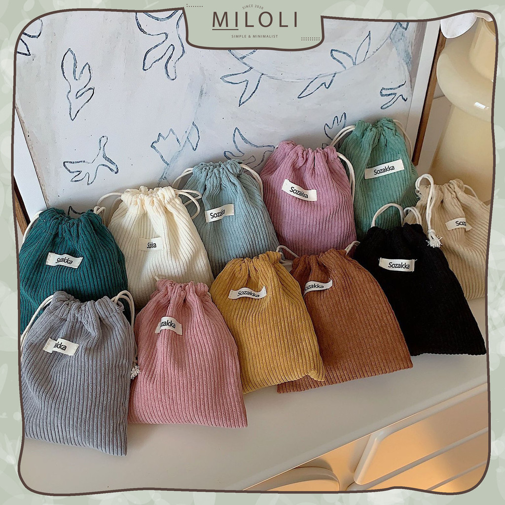 Jual [MILOLI] 1Pcs POUCH SERUT MINI SOZAKKA Corduroy Small Tas Tote ...