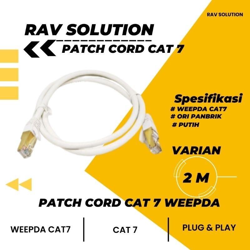 Jual KABEL LAN SERVER CAT 7 2 METER PABRIKAN GOLDEN PLATE WEEPDA CAT 7 ...