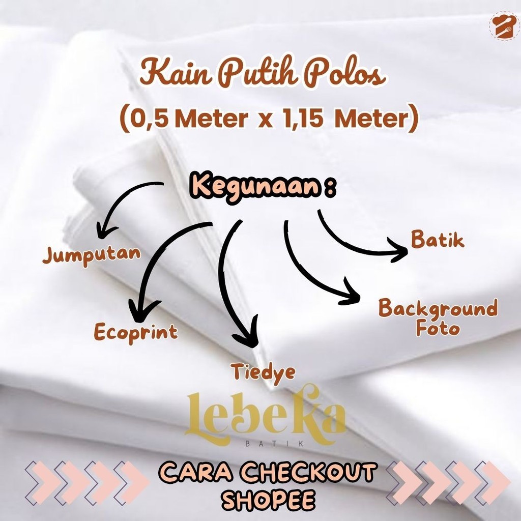 Jual Kain Putih Polos 0.5m Lebar 1,15m Prima | Shopee Indonesia