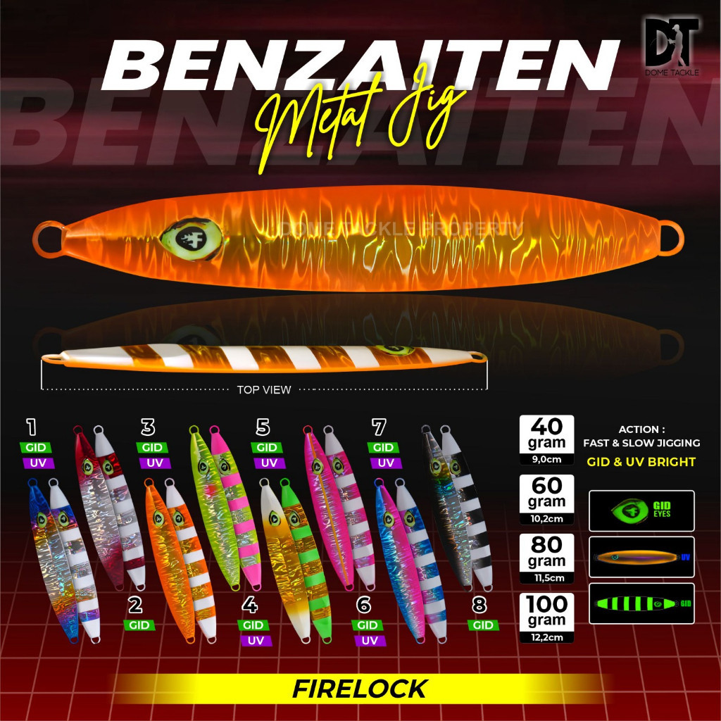 Jual METAL JIG FIRELOCK BENZAITEN UMPAN PANCING 40 | 60 | 80 | 100 GRAM SLOW FAST JIGGING ZX10 ...