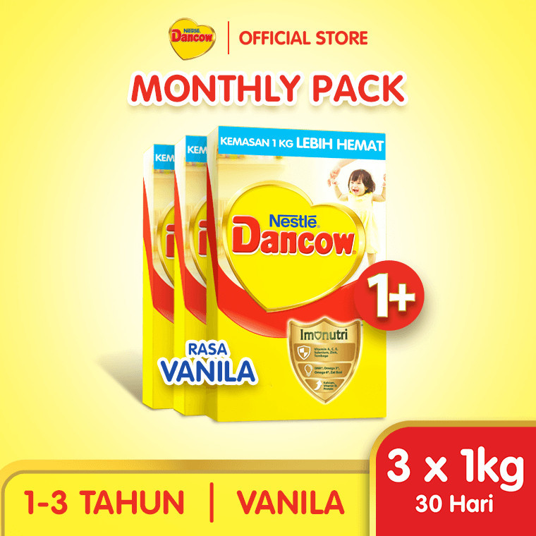 Jual Nestle Dancow 1+ dengan Nutritods Susu Pertumbuhan Rasa Vanila 1-3 Tahun Box 1 kg x3 ...