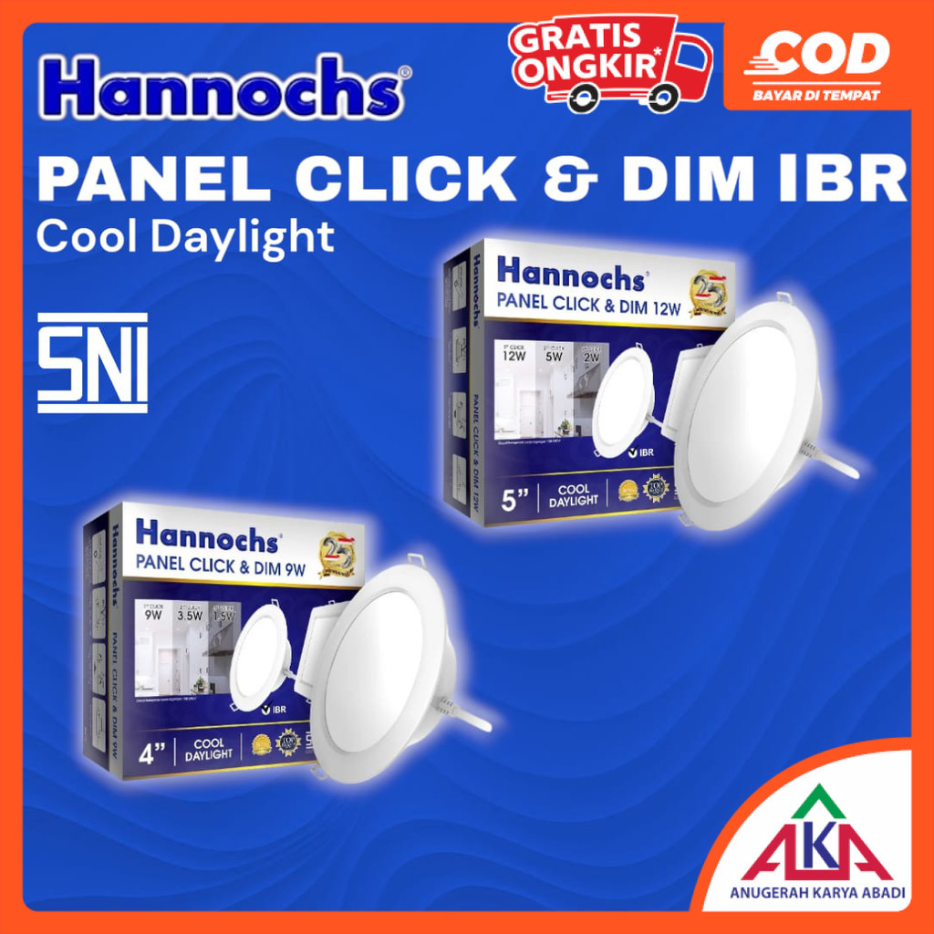 Jual HANNOCHS Lampu Downlight LED Click & Dim 3 IN 1 9 / 12 Watt Panel ...