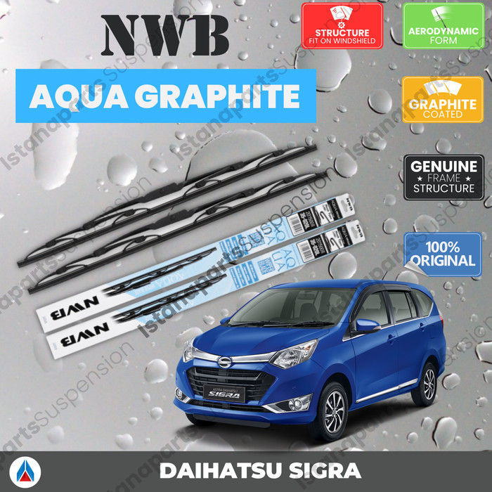 Jual Wiper Depan NWB Aqua Graphite Daihatsu Sigra Ukuran 21 & 17 Original | Shopee Indonesia
