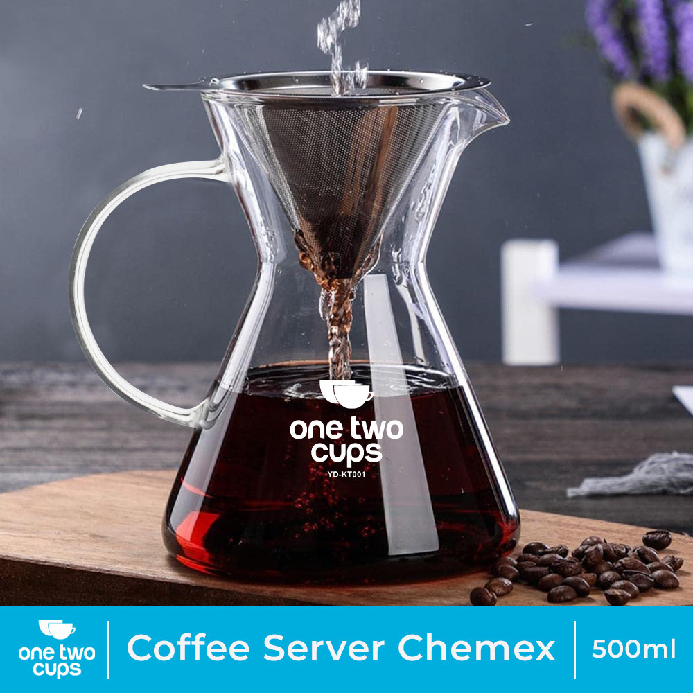 Jual One Two Cups Coffee Server Chemex Drip Pour Over with Filter 500 ...