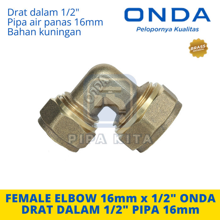 Jual Female Elbow 16mm x 1/2 inch Knee Drat Dalam Air Panas Pex ONDA | Shopee Indonesia