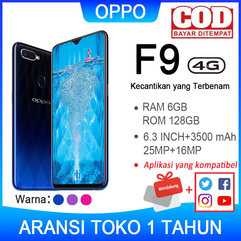 Jual OPPO F9 HP RAM 6/128GB GARANSI TOKO 1 TAHUN ORIGINAL BARU ...