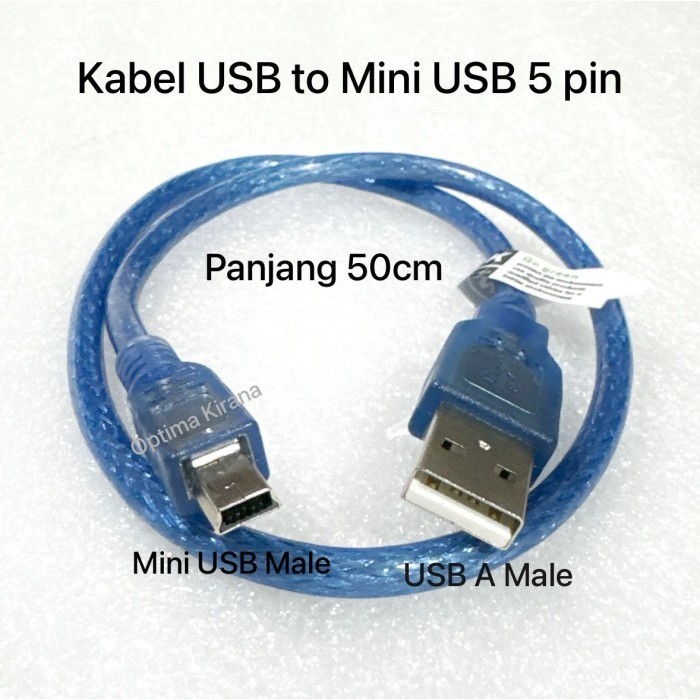 Jual Kabel Data Update Firmware Logger USB 2.0 to Mini USB Pin 5 50cm ...