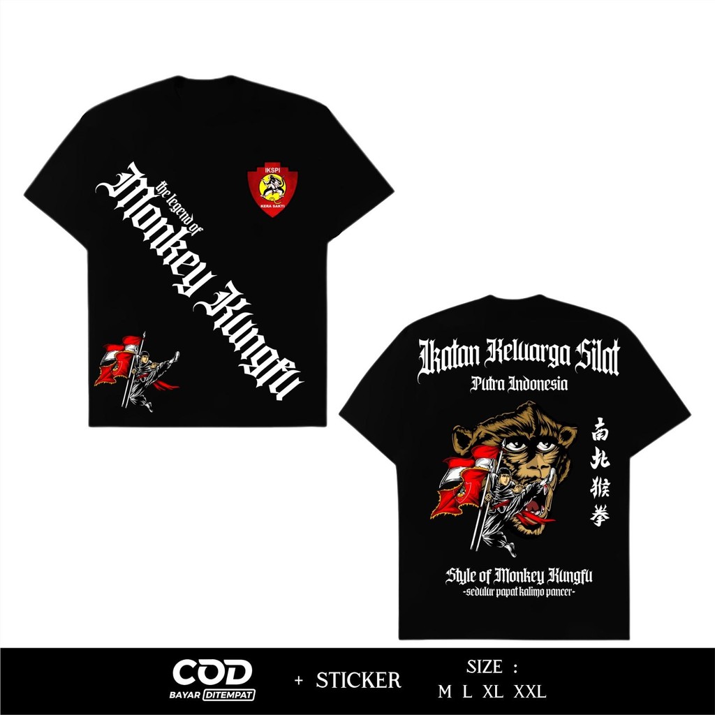 Jual Kaos Distro Sablon DTF Perguruan Pencak Silat IKSPI Motif The Legend of Monkey Kungfu ...