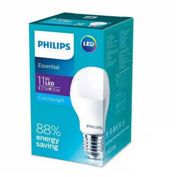 Jual Lampu PHILIPS Essential LED Bulb 11Watt E27 6500K Putih Cool Daylight Original HP | Shopee ...