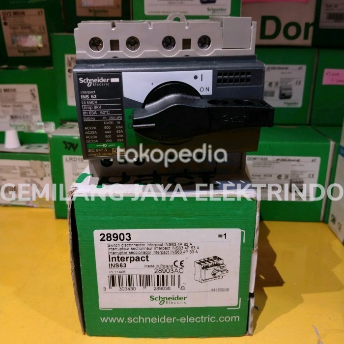 Jual SCHNEIDER INS63 4P 63A SWITCH DISCONNECTOR 28903 INS 4P 63A ORIGINAL | Shopee Indonesia