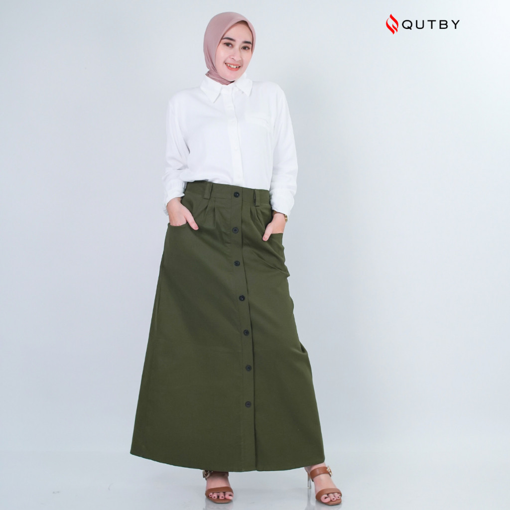 Jual QUTBY - ROK A-LINE KANCING WANITA BAHAN KATUN TEBAL | Shopee Indonesia