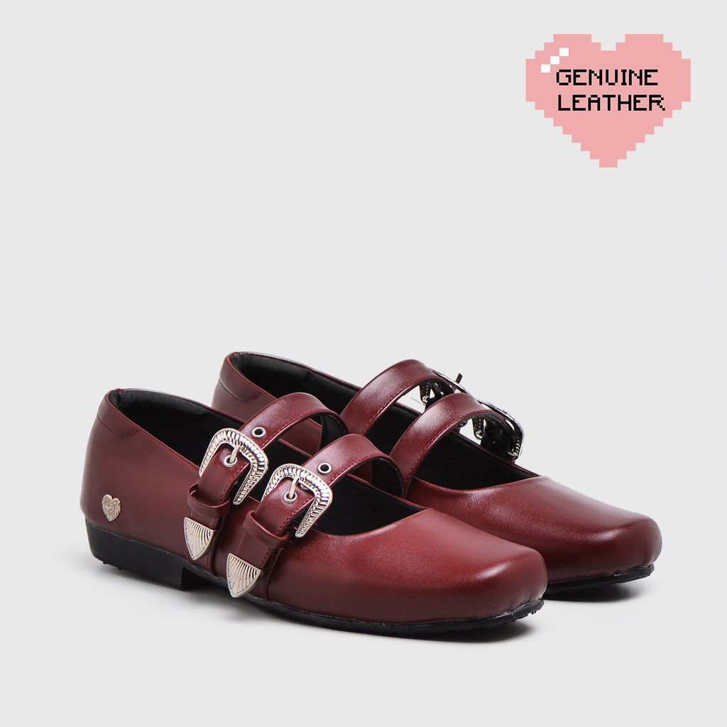 Jual Adorable Projects - Baleva Flat Shoes Genuine Leather Maroon (FPS ...