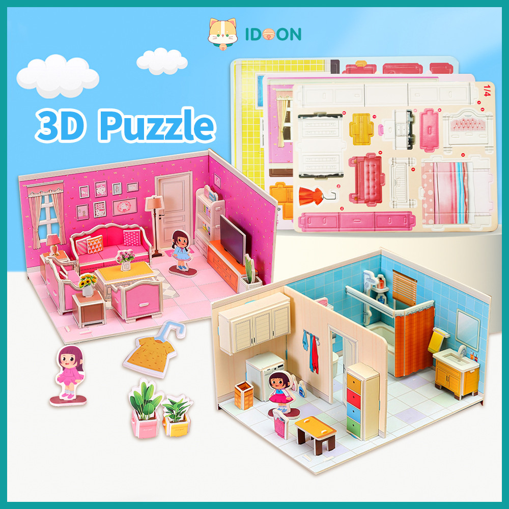 Jual IDOON Puzzle 3D Diy Miniatur Rumah Mainan Puzzle Edukasi Anak ...