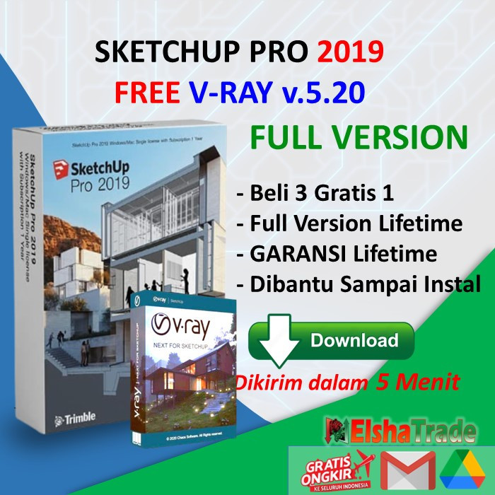 Jual SKETCHUP PRO 2019 Full Version LISENSI AKTIVASI LIFETIME SOFTWARE APLIKASI DESAIN GAMBAR ...