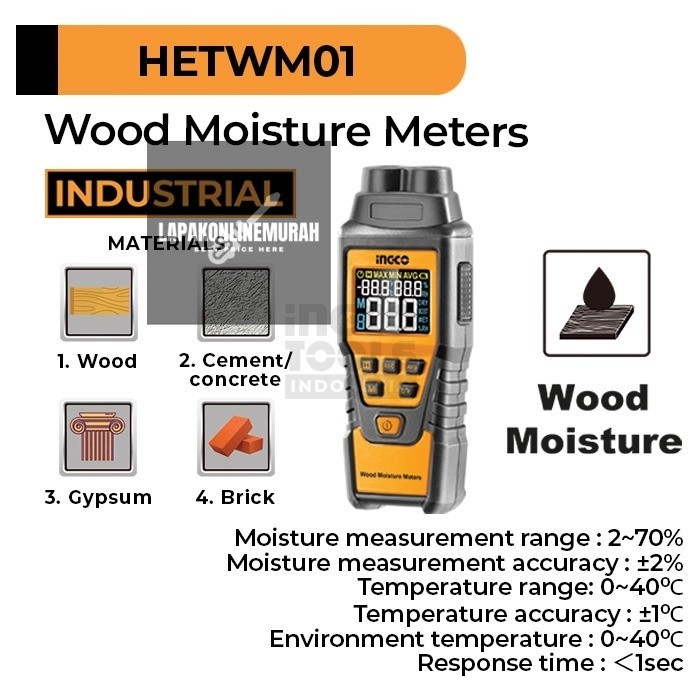 Jual Wood Moisture Meter INGCO HETWM01 - Alat Ukur Kadar Air Kelembaban ...