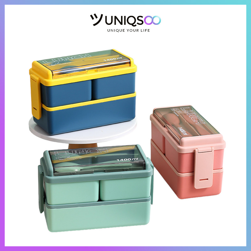 Jual UNIQSOO Kotak Makan 2 Susun Lunch Box Tingkat Bekal Anti Tumpah ...