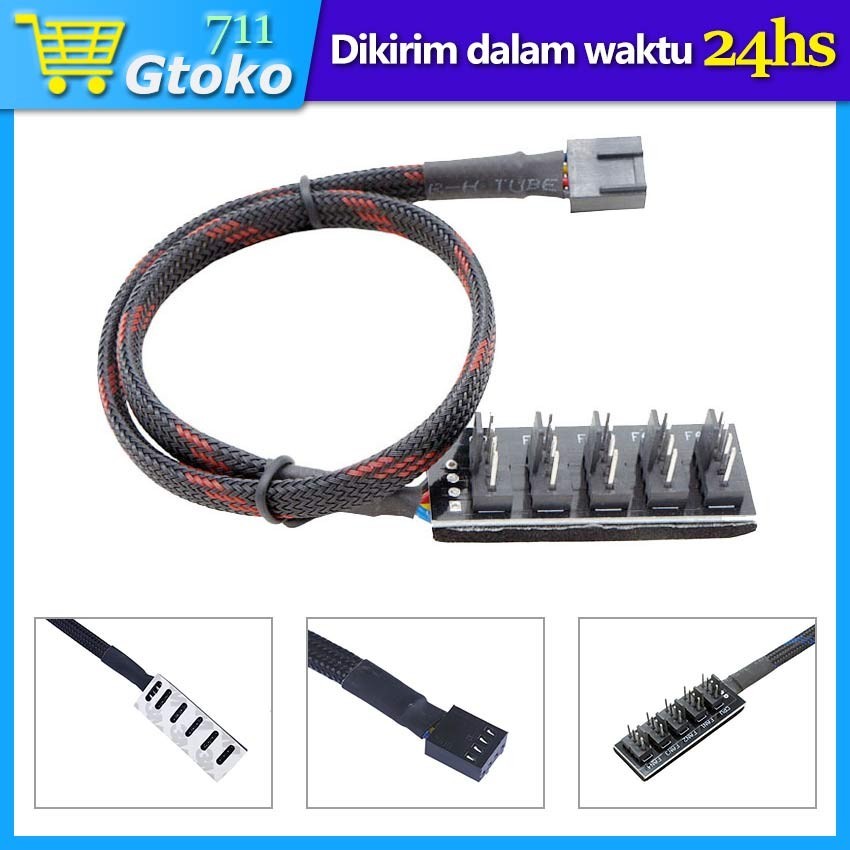 Jual Kabel Nylon Spliter Fan Hub 5 Port PWM 4 Pin Cooling Fan PC ...