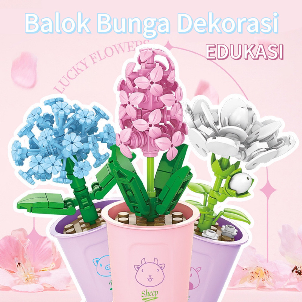 Jual Mainan Edukasi DIY Florist Tanaman Pot Diy Balok Susun Pot Bunga ...
