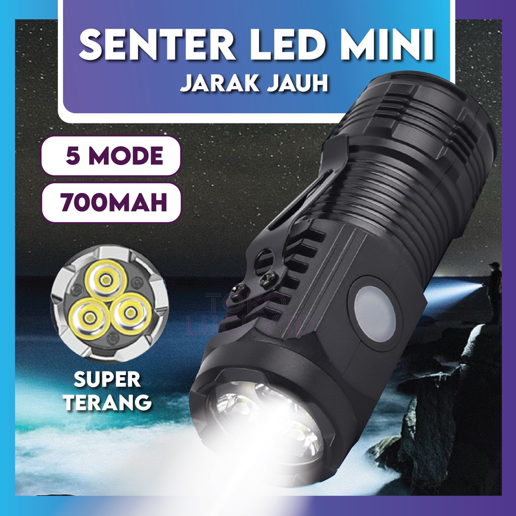 Jual Senter Police 5 Mode Magnetic Clip LED Flashlight Lampu SWAT Super ...