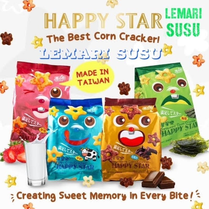 Jual Happy star corn cracker/happy star milky/happy star seaweed/happy ...