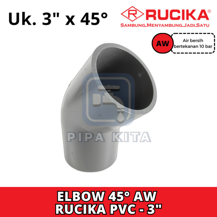 Jual Elbow AW 45° 3 inch RUCIKA Knee Knie TS 3" 45 Derajat PVC | Shopee Indonesia