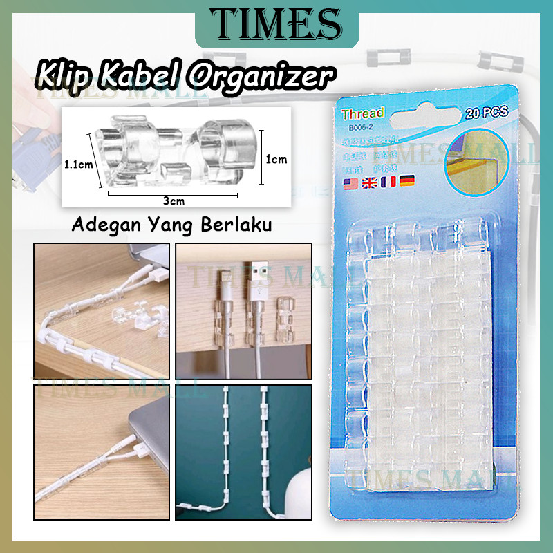 Jual Klip Kabel Organizer Isi 20 Pcs/Klip Perapih Kabel Tanpa Paku ...