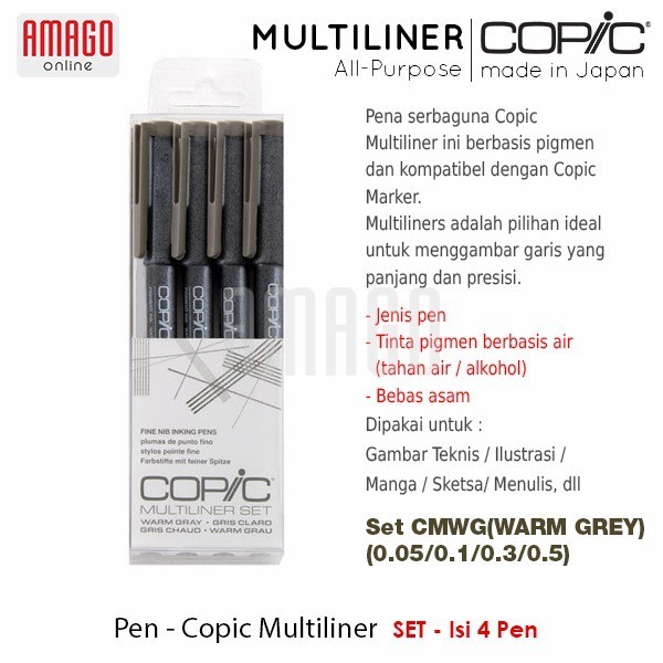 Jual COPIC Multiliner - Warm Grey - (4 Pcs/Set) - CMWG/SET | Shopee ...