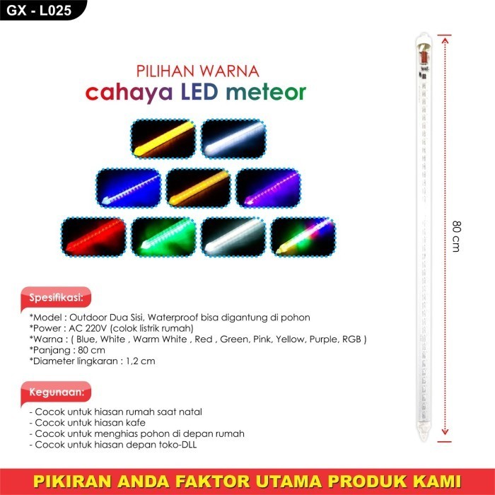 Jual Lampu Meteor 80Cm (Batangan 1)Lampu Hiasan natal Biru Hijau Kuning Dll - L025, Kuning ...