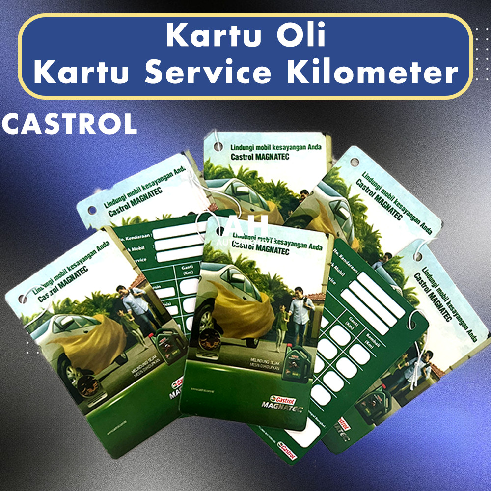 Jual Kartu Oli Kartu Service Kilometer Catatan Kilometer Castrol Magnatec GTX Tag Oli Label ...