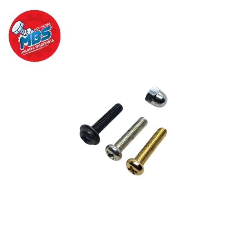 Jual MBS BAUT M4X20 NAUT TITANIUM BAJA HITAM GOLD DAN MUR TOPI M4 ORIGINAL BAUT BATOK LAMPU ...