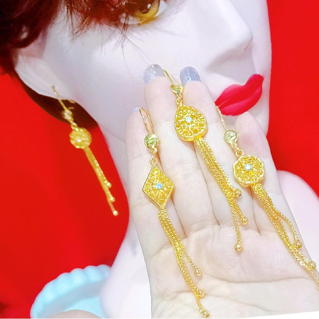 Jual Anting ETNIK Dubai kuning muda lapis 24k PANJANG Jurai RUMBAI ...