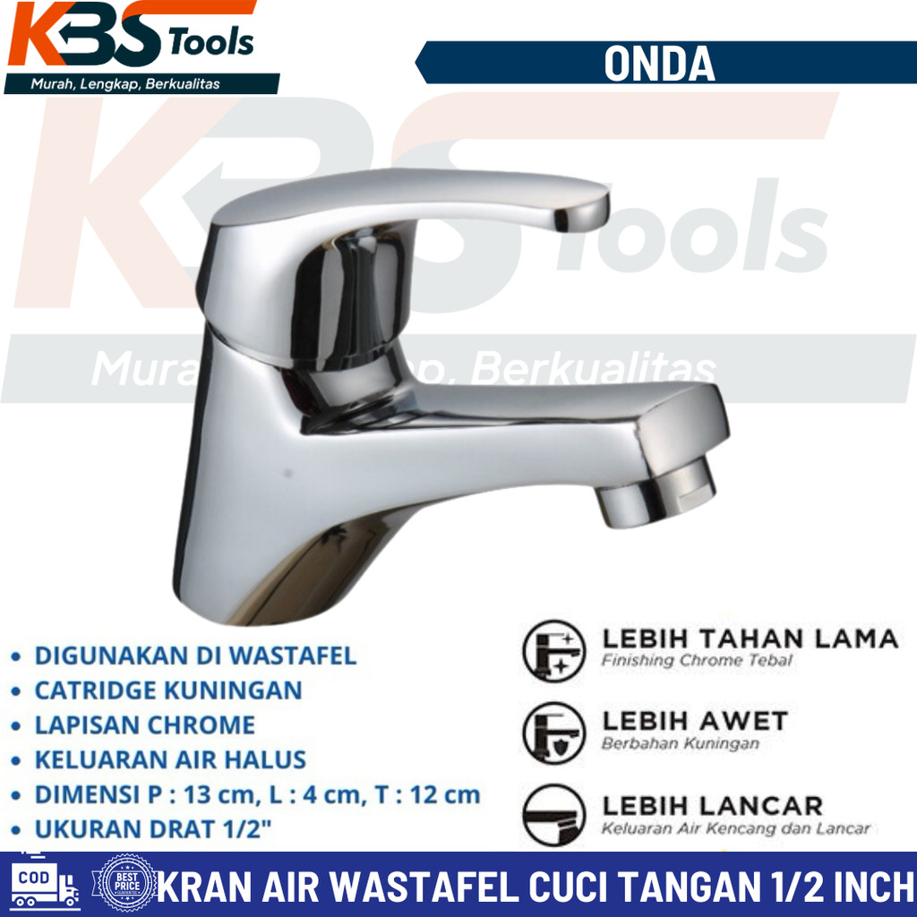 Jual Kran Air Wastafel Kamar Mandi Cuci Tangan Tanam Kaku Anti Bocor Y-TAP 1/2"inch Onda ...