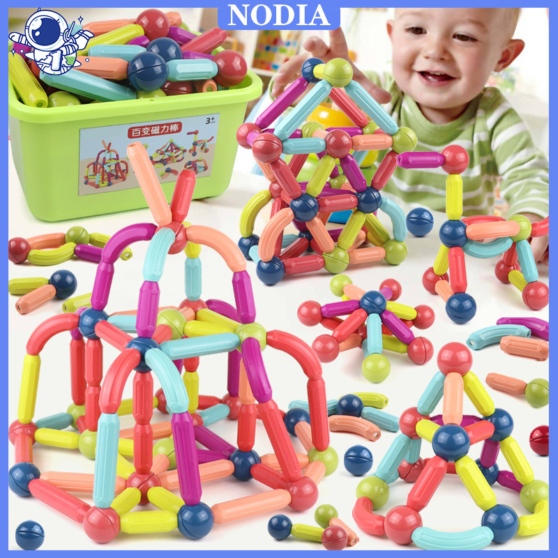 Jual Nodia Toys 130Pcs Blok Bangunan Batang Magnetik / Mainan Magnetic ...