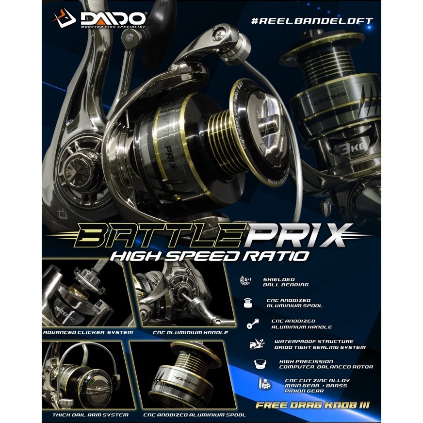 Jual promosi toko REEL DAIDO BATTLE PRIX 7 BEARING ALUMUNIUM SPOOL 1000 ...