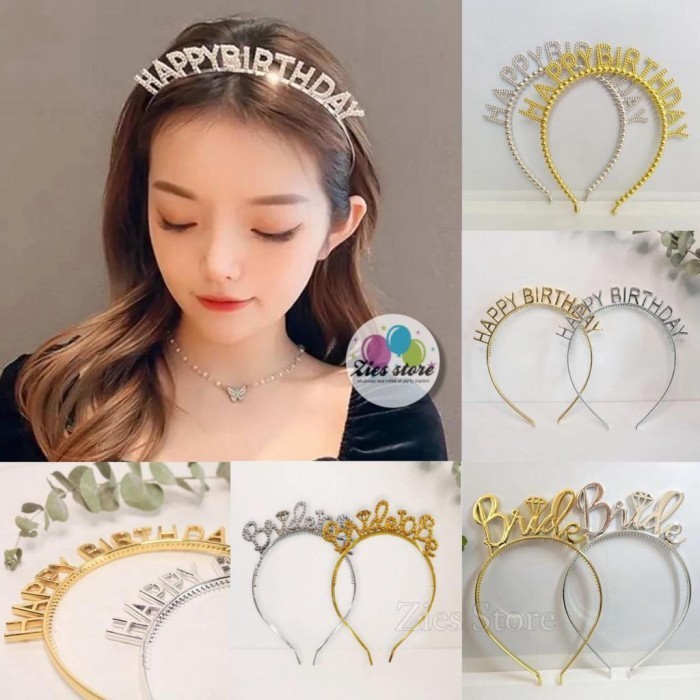 Jual Bando Mahkota Happy Birthday/ Bando Bride To Be / Head Band Crown ...